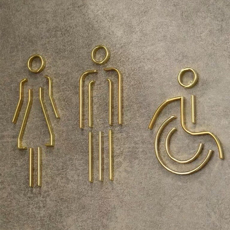 Deluxe Brass Washroom Sign, Bathroom Sign, Restroom Sign, Toilet Sign ...